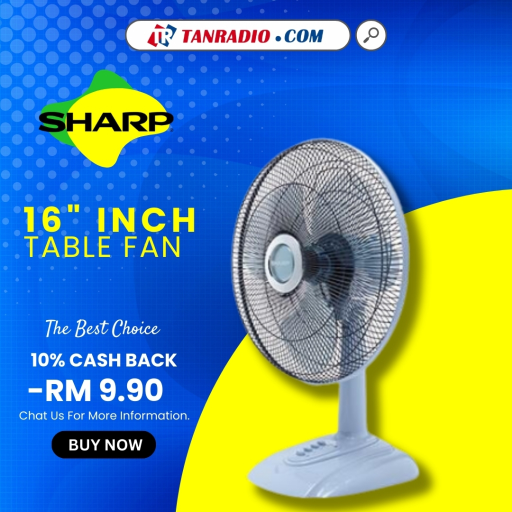 SHARP 16inch Table Fan Desk Fan Kipas Meja PJT169BL Blue Kipas Meja | Shopee Malaysia