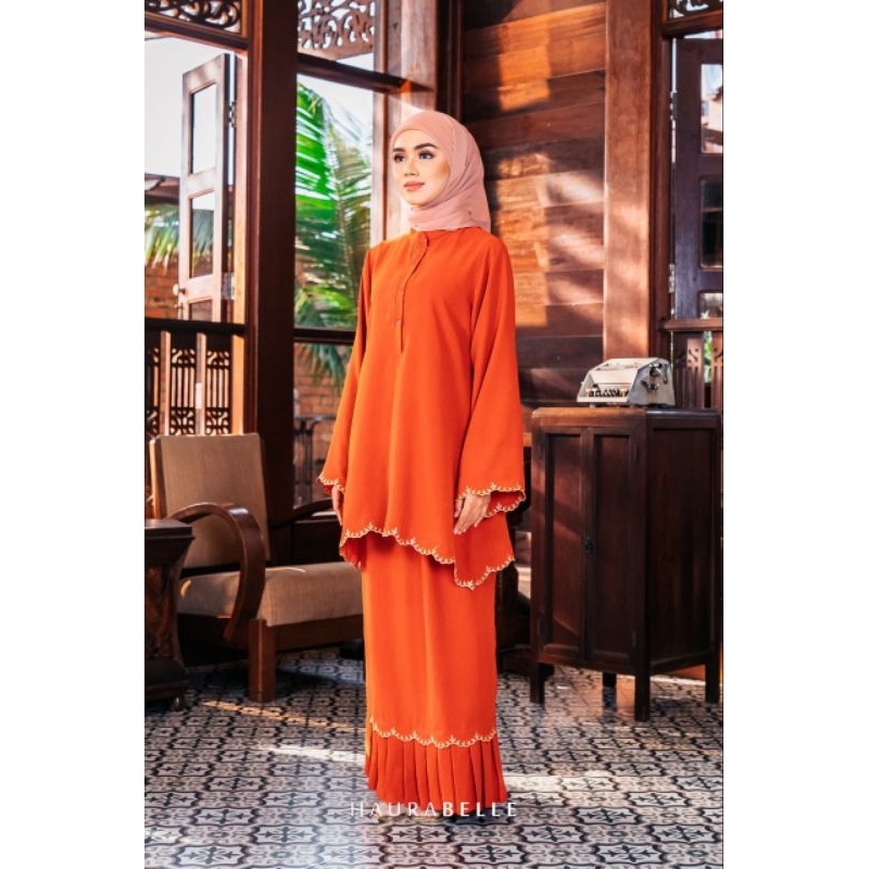 KOLEKSI BAJU KURUNG BRICK ORANGE HAURABELLE 🔸READY STOCK🔸 BAJU ...