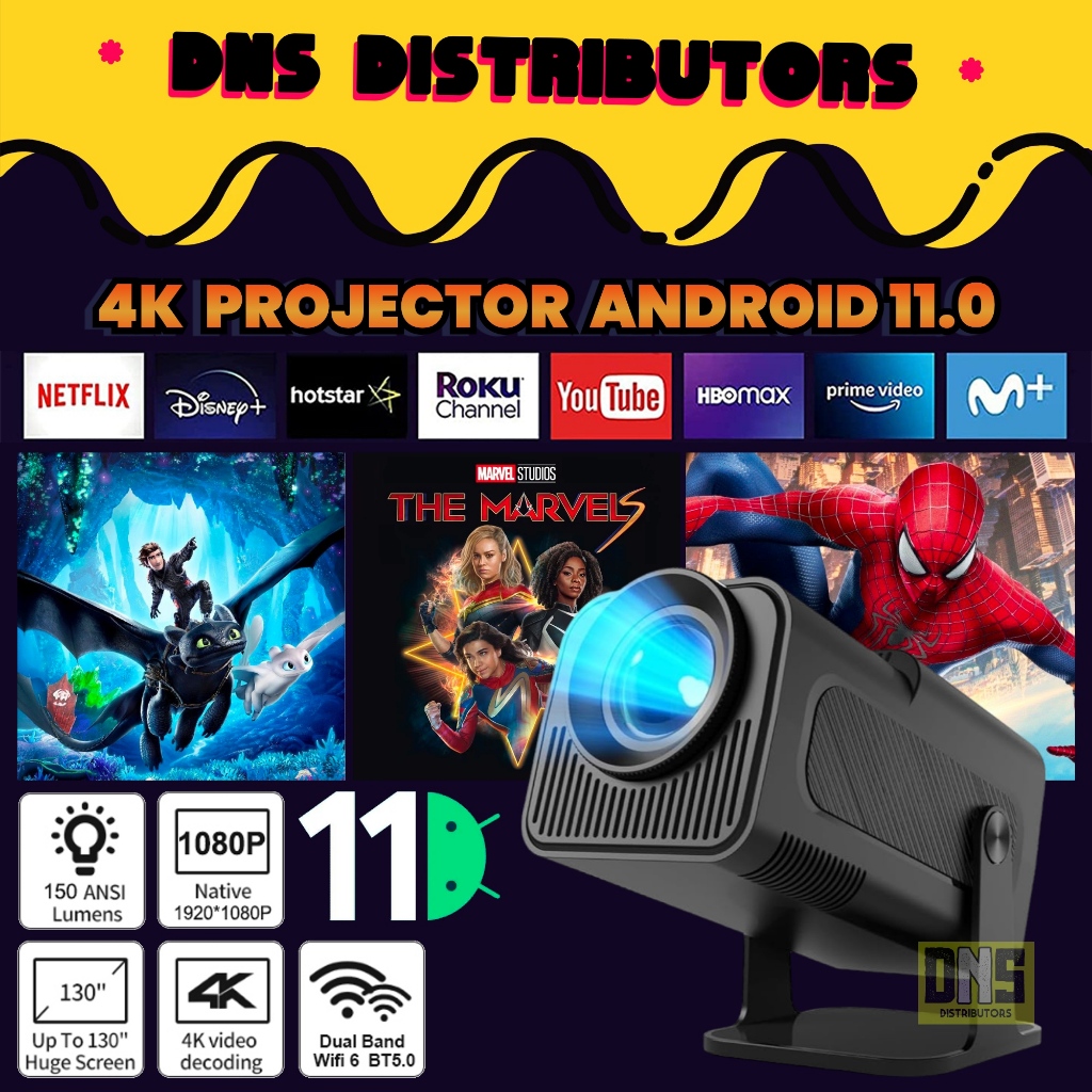 Portable Mini Projector HY300 HY320 Android 11 4K Projector 8000 Lumens ...