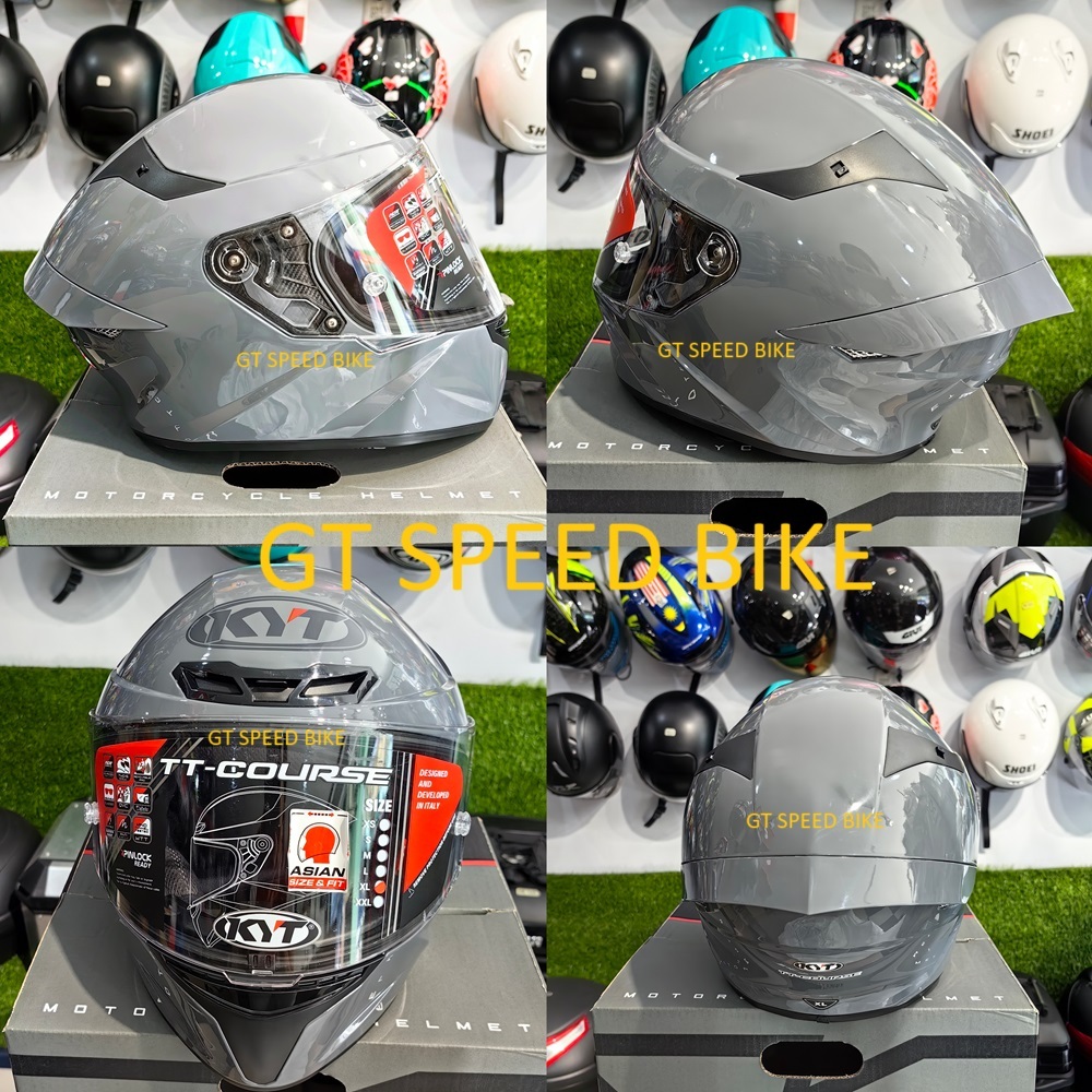 KYT TT COURSE PLAIN MATT BLACK/ MATT GREY/ GLOSS BLACK/ GRL GREY FULL ...