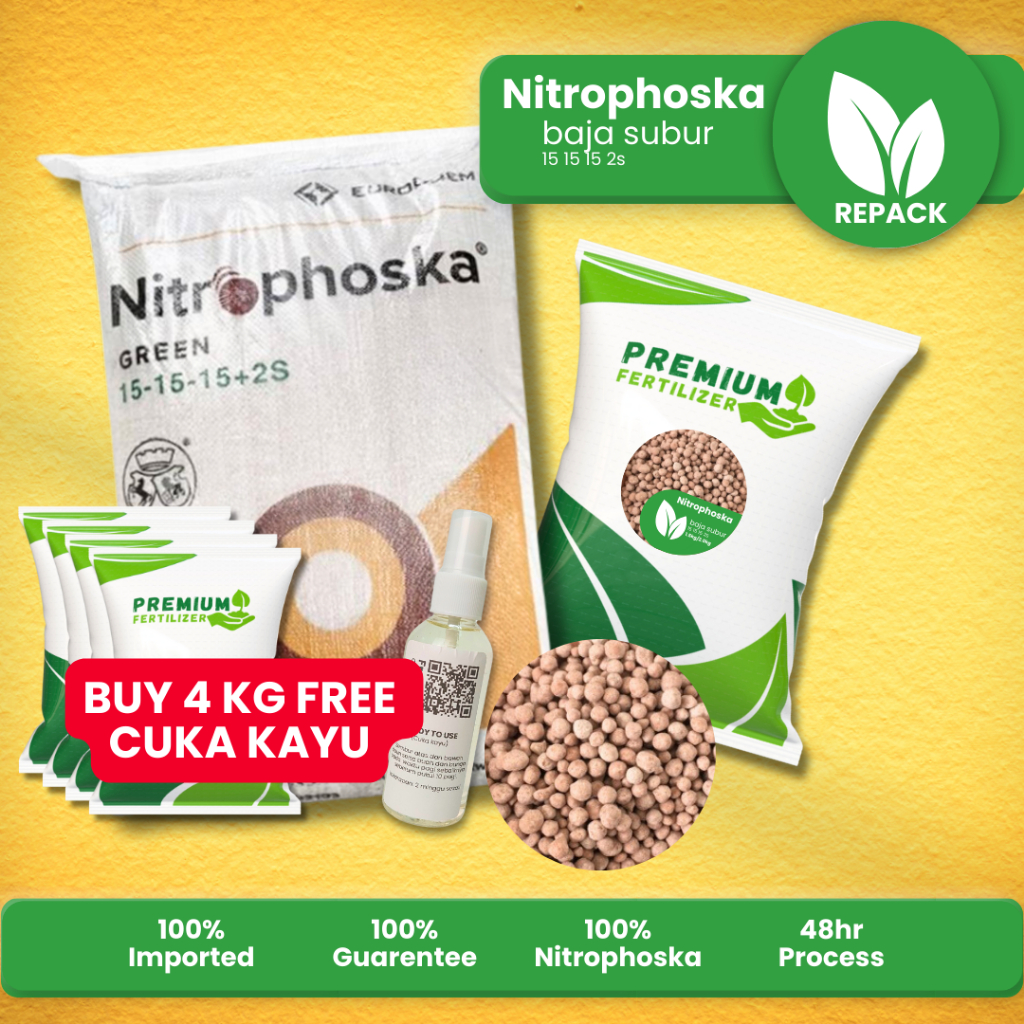 1.0KG/2.0KG NITROPHOSKA NPK 15 15 15 狮马青肥（成长肥) GROWTH FERTILIZER 100% ...