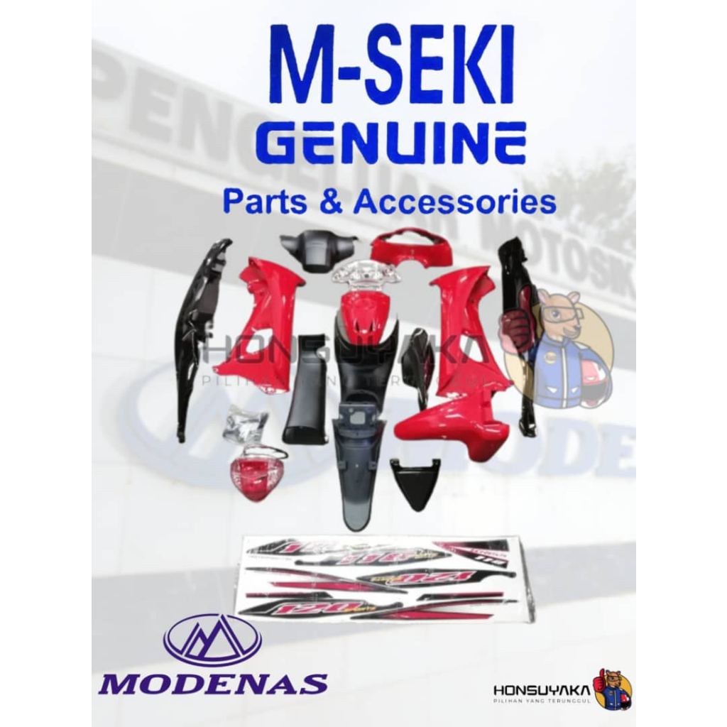 COVER SET FOR KRISS 120/KRISS 120 SPORT WITH STICKER M-SEKI (RED/BLACK) | Shopee Malaysia