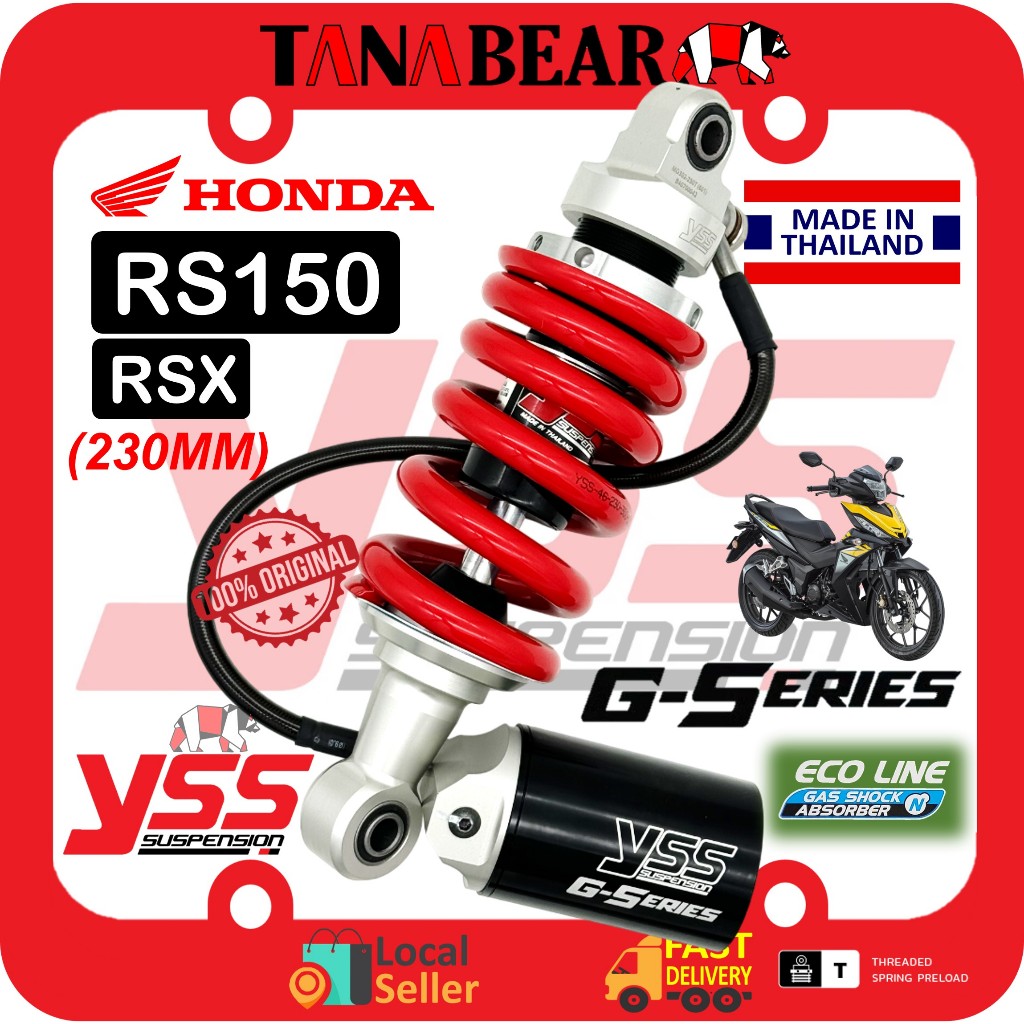 YSS RS150 (230MM) (Gas+Tank) G-Series adjustable absorber monoshock suspension HONDA RS 150 ...