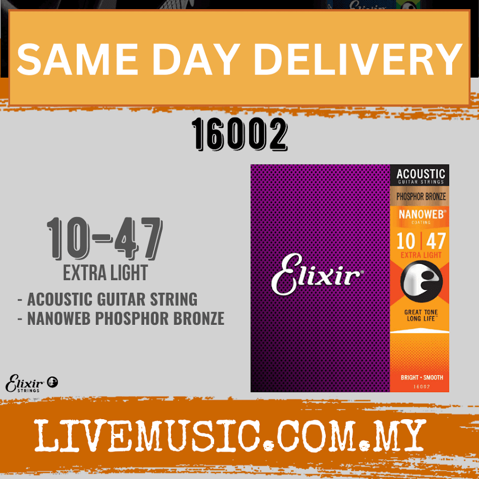 Elixir 16002 Nanoweb Phosphor Bronze Acoustic Guitar String (10-47) | Shopee Malaysia