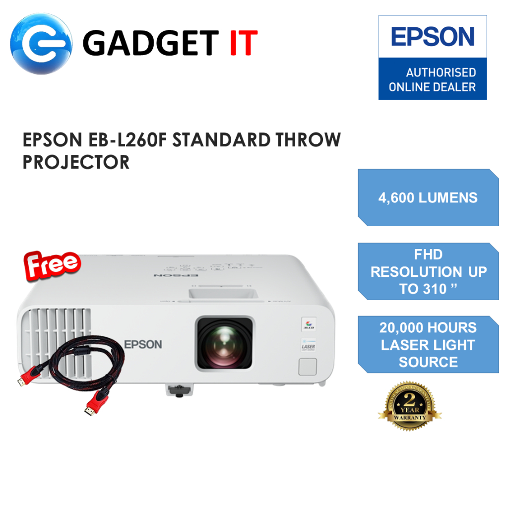 EPSON EB-L260F FULL HD (1080P) BUSINESS LASER PROJECTOR 4600 LUMENS ...