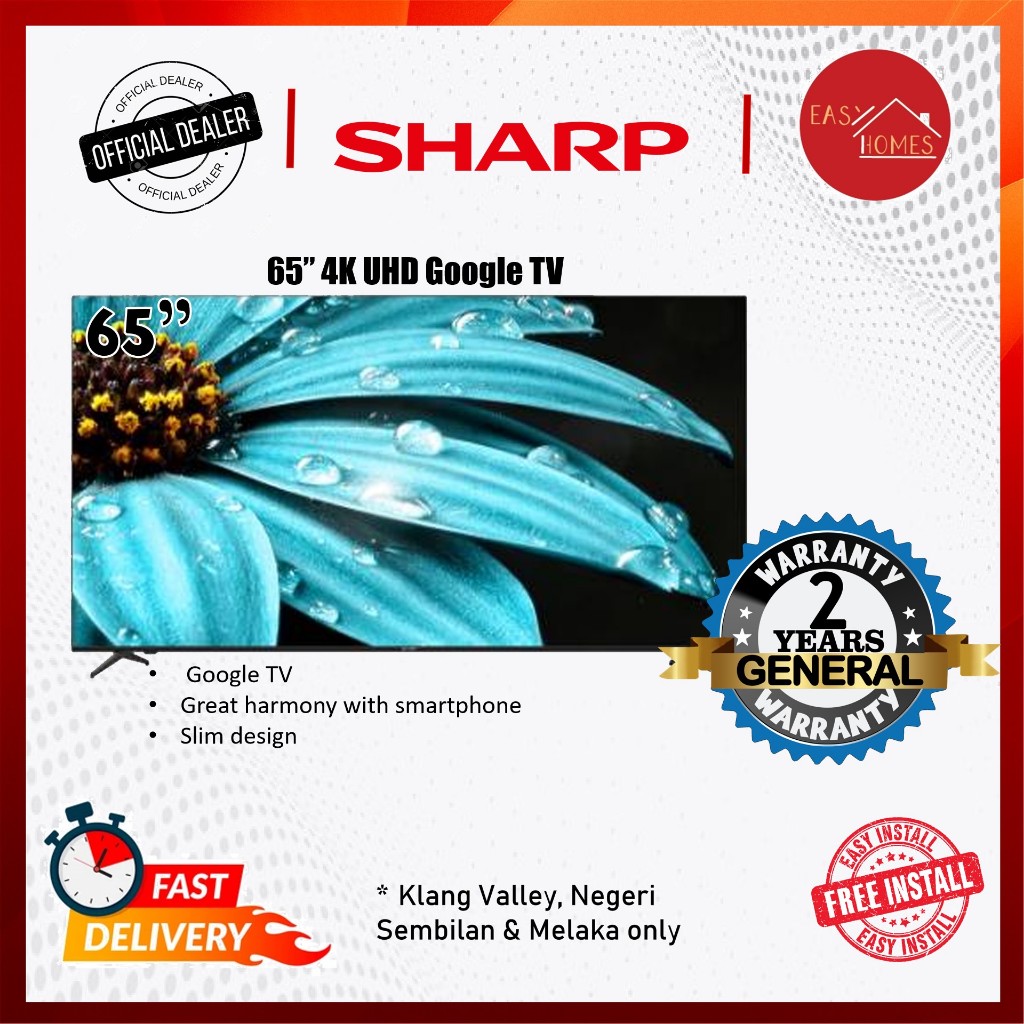 SHARP 65 INCH 4K UHD GOOGLE TV 4TC65FJ1X | Shopee Malaysia