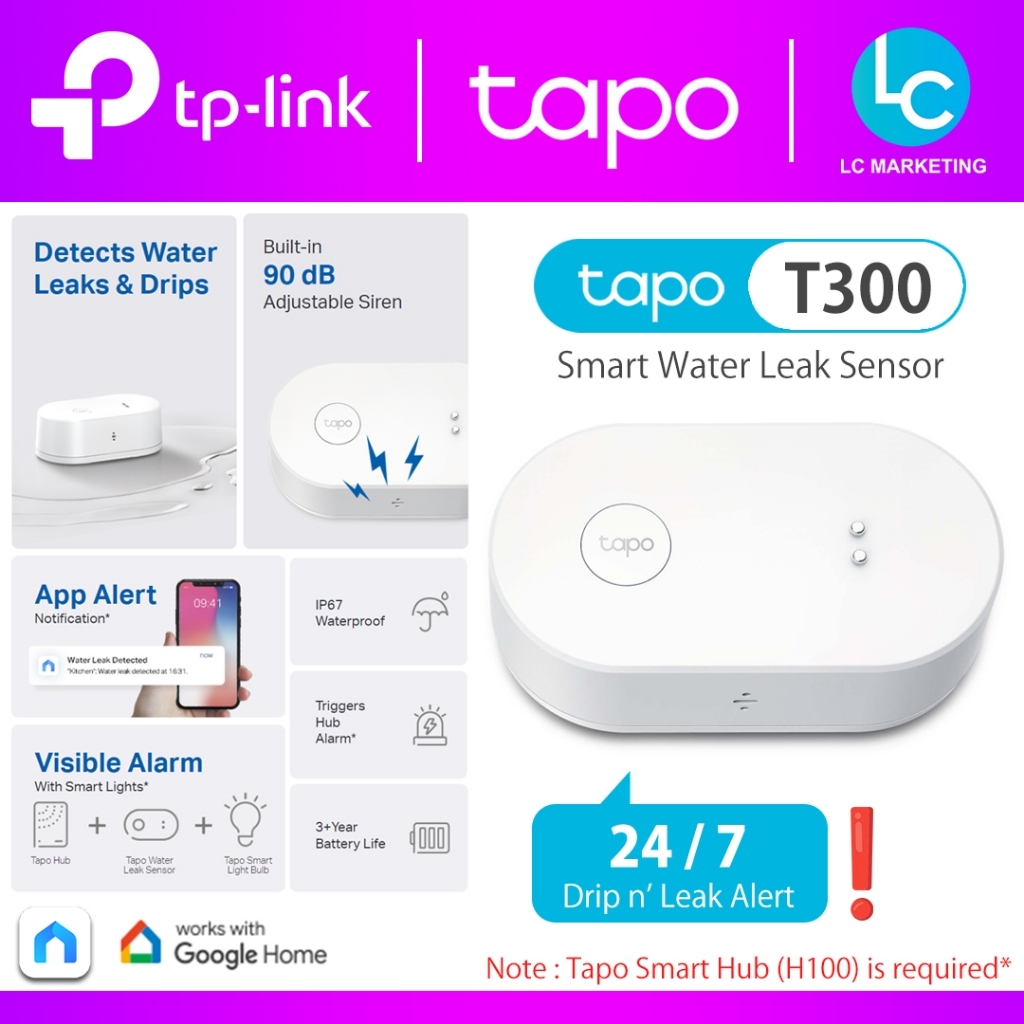 TP-Link Tapo H100 Smart Hub with Chime Tapo T100 T110 T300 T310 T315 ...