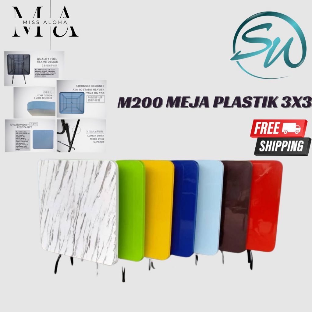 Heavy Duty Plastic Table size 3 x 3 colour meja plastik M200 / Meja ...