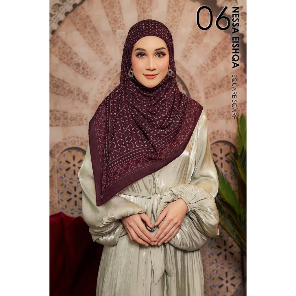 ORIGINAL SR 💙Nessa Eishqa Series Shawl Square Bawal by SOFEAROSE 💙 Original by Sofearose 💙 Silky ...