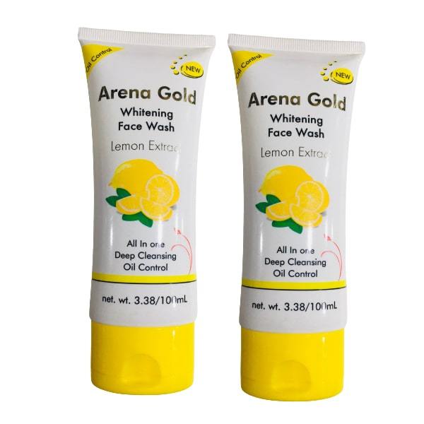 ARENA GOLD WHITENING Cream + Lemon Face Wash Cleanser 2IN1 Set 100% ...