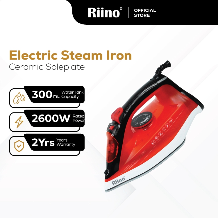 Riino Electric Steam Iron 2600W Auto Clean Burst Steam Ceramic ...