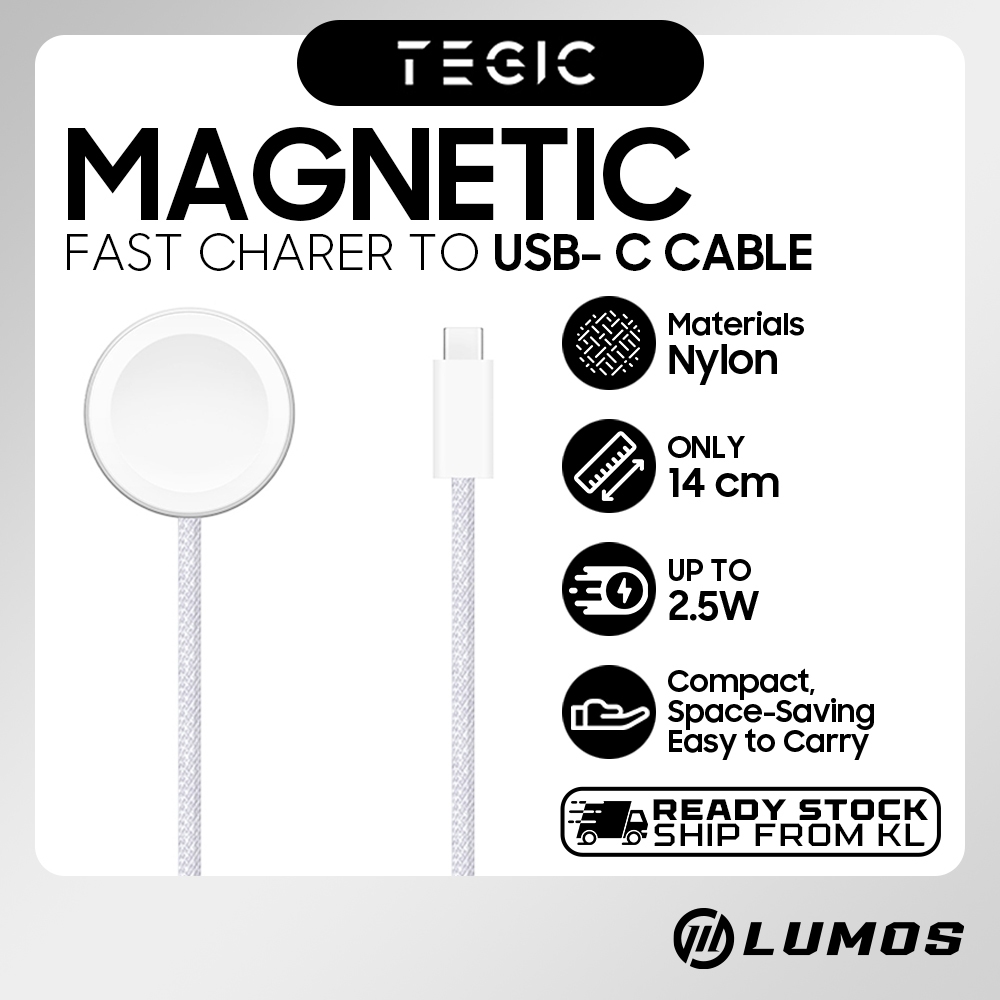Tegic Magnetic Fast Charger to USB-C Cable MFC to USB-C 14cm 2.5W A---pple Watch Wireless ...