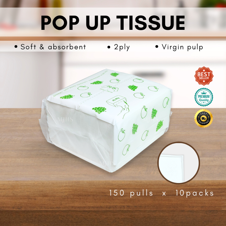 【10 Packs】Pop Up Tissue Fully Packing Refill Pack HBT Hygiene Bathroom ...