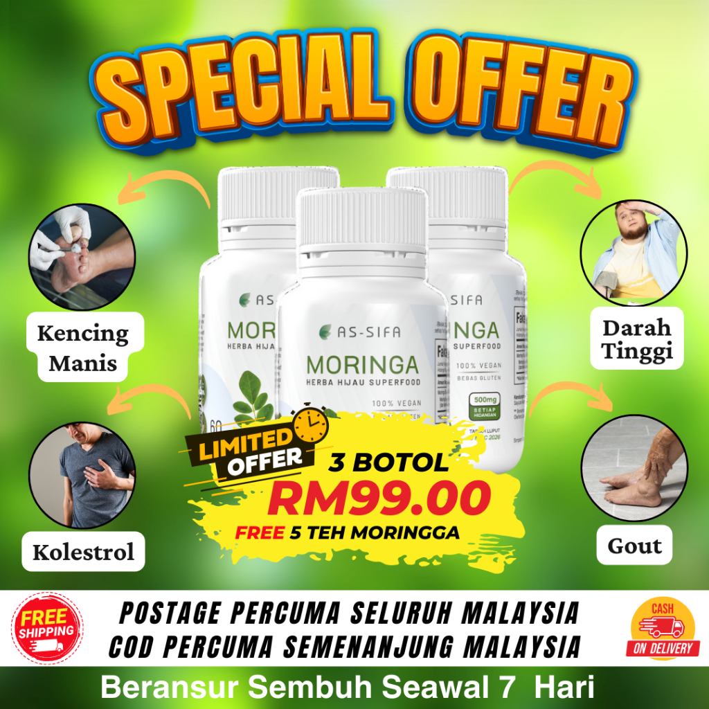 MORINGA AS-SIFA 3 BOTOL (ORIGINAL), MERAWAT KENCING MANIS, DARAH TINGGI ...
