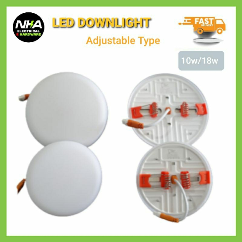 LED ADJUSTABLE DOWNLIGHT SPRING RECESSED CEILING LIGHT 10W 18W ROUND SURFACE PANEL lampu ...