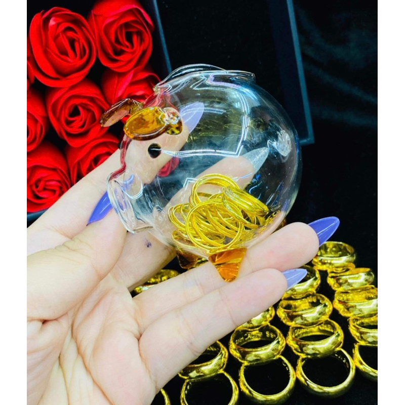 Transparent Glass Pig Coin Saver Bank Piggy Money Saving Box Children ...