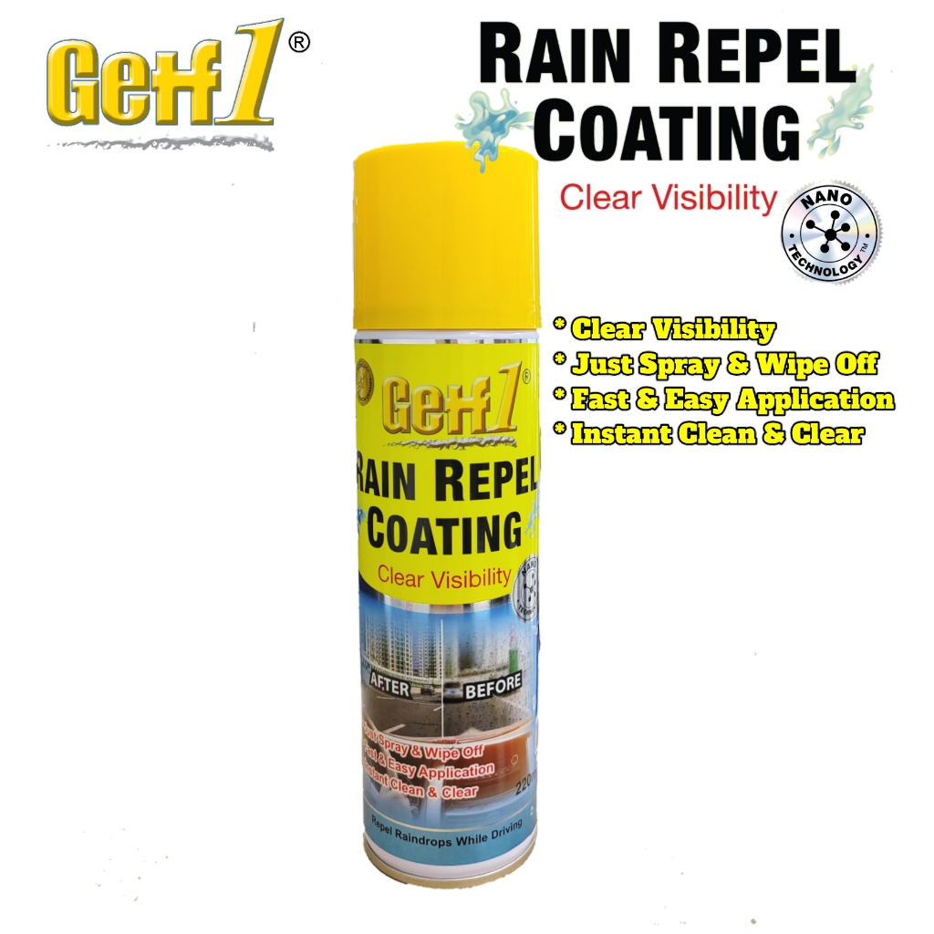 Getf1 Rain Repel Coating (220ml) Windscreen repellent Spray Windshield ...