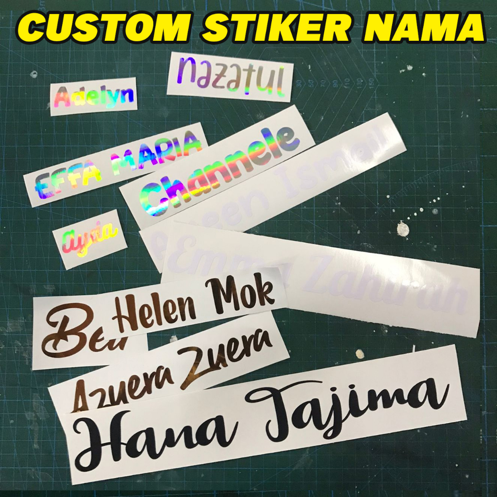 Custom Sticker Nama Vynil Untuk Handphone / Botol Air / Laptop / Motor ...