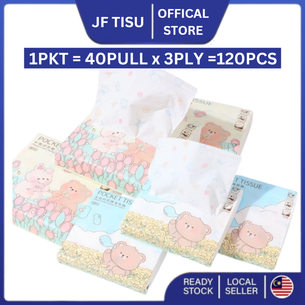 1 Pack Cartoon Tissue Cute printed 40pcs/package 3ply bear tisu 卡通 印花 ...
