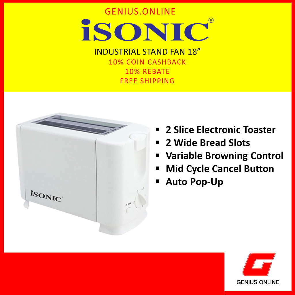 Isonic 2 Slice Bread Toaster IT801 | Shopee Malaysia