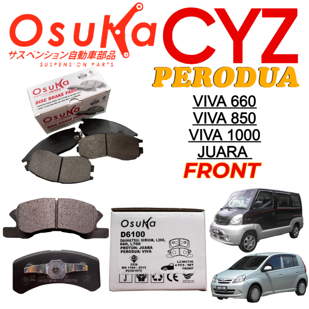 OSUKA Front Brake Pad Perodua Viva 660 850 1.0, Proton Juara Buatan ...