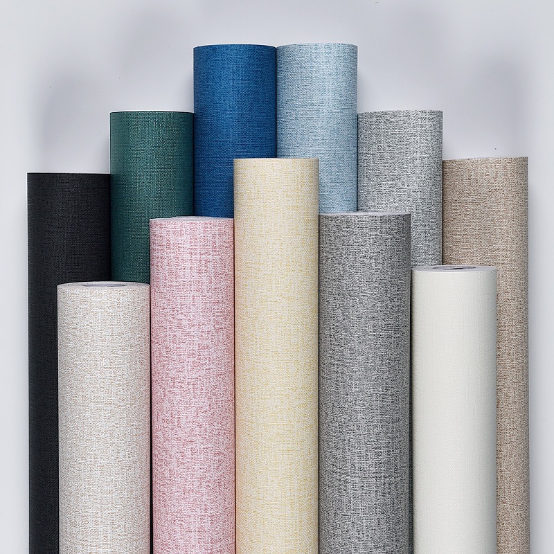 Kertas dinding corak linen pelekat sendiri kalis air dan kalis lembapan ...