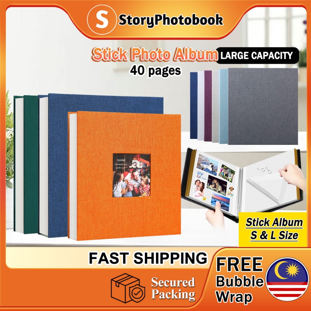 Photo Album Stick Album DIY Linen Fabrics Self Adhesive (Ready Stock)D ...