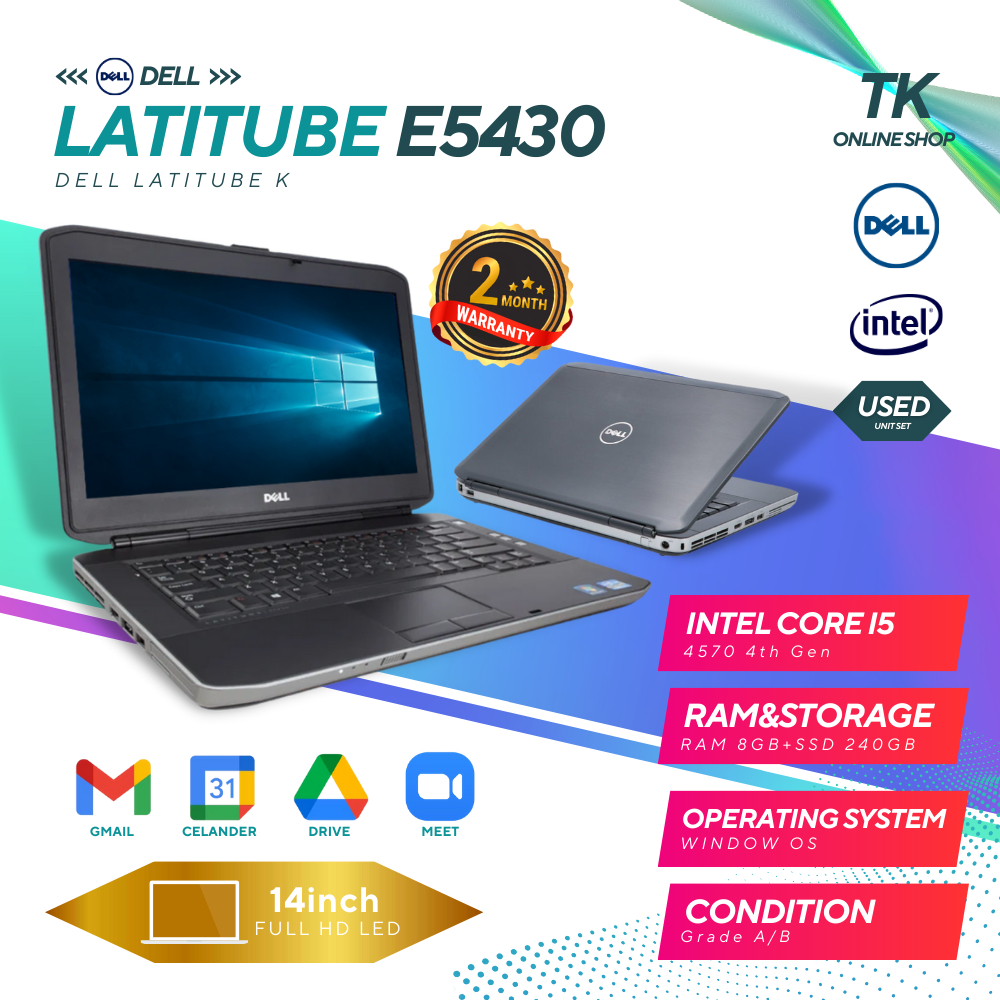 Laptop Dell Latitude E5430 - LED 14"inch (Intel®i5 -4th Gen /RAM 8GB & SSD 256 GB) used | Shopee ...