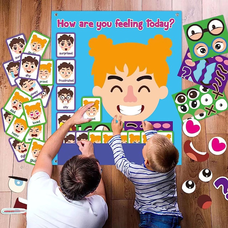 Emotion Wall Chart Felt Montessori Board Busy Learning Book Toy Body ...