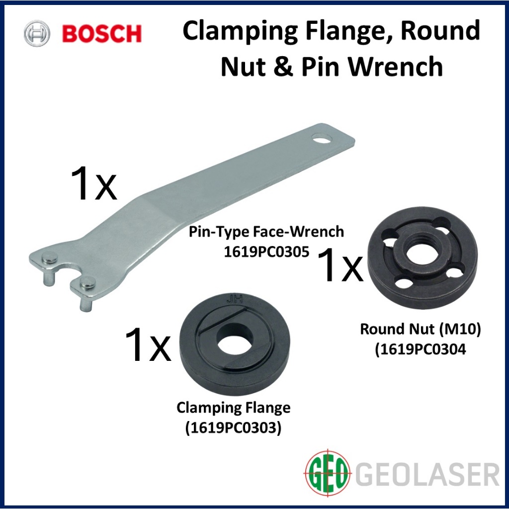 Bosch Angle Grinder Nut and Wrench Set with Inner Flange Spanner and Outer Lock Nut | Shopee ...