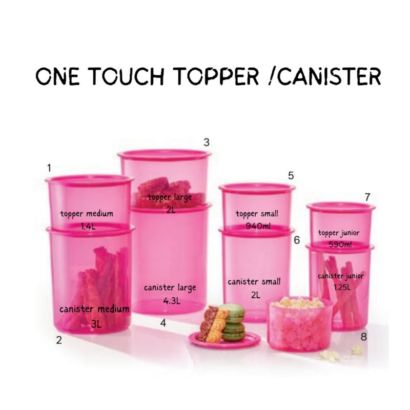 TUPPERWARE ONE TOUCH TOPPER / CANISTER/BEKAS GULA/BEKAS SUSU TEPUNH ...