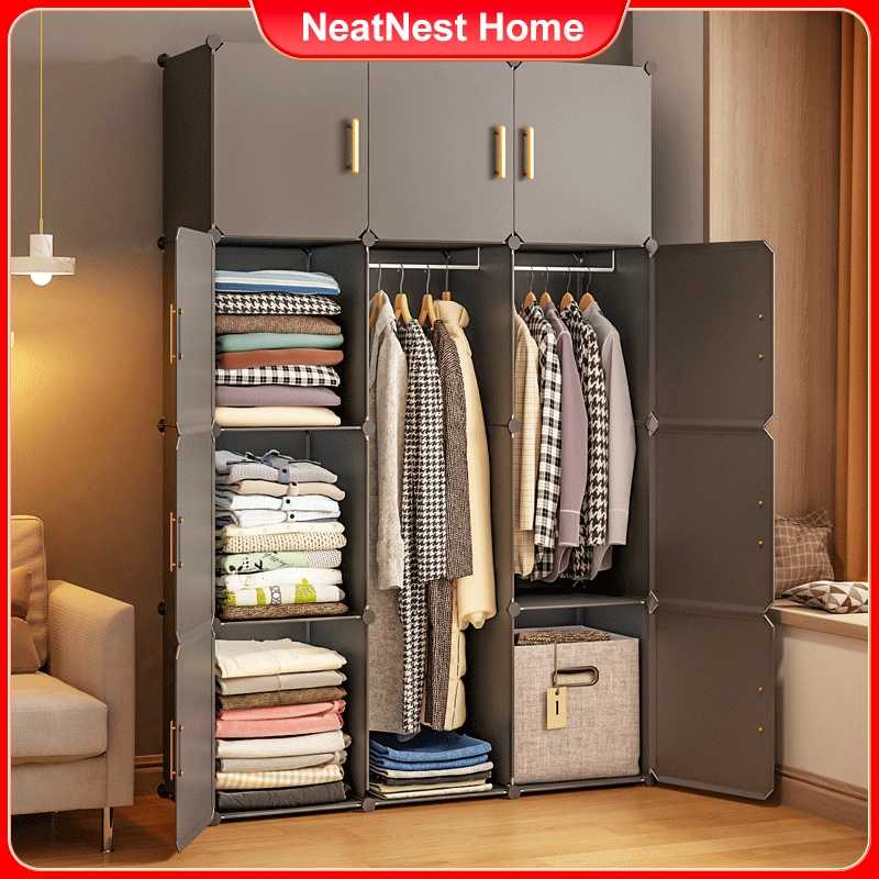 Wardrobe Clothes Cabinet 12 Doors DIY Bedroom Clothes Rack Dust-proof ...