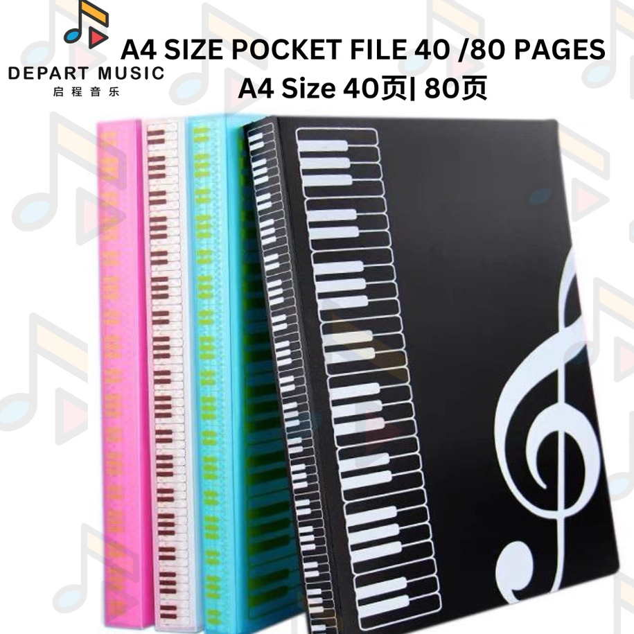 Music Score 40| 80 Pages A4 Size Piano Pocket File Folder 乐谱文件夹 40 | 80 ...