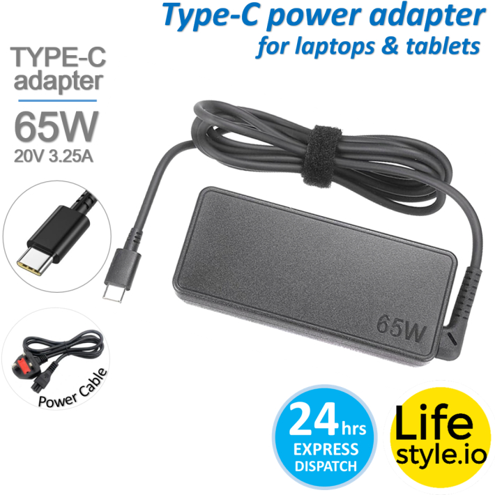 65W Type-C PD USB-C Lenovo N23 Yoga Chromebook ZA26 ThinkPad X1 20GH AC ...
