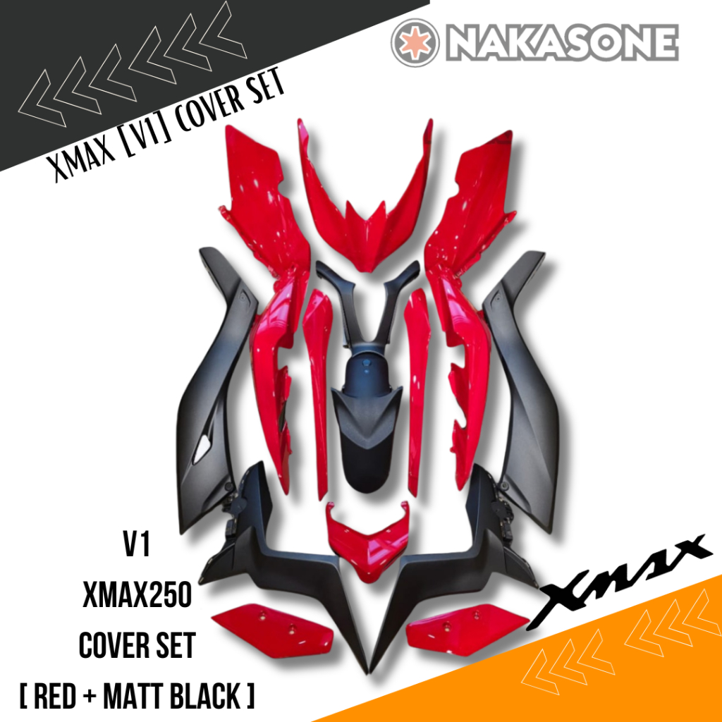 YAMAHA XMAX 250 [V1] COVER SET BODY SET [RED + MATT BLACK] (without ...