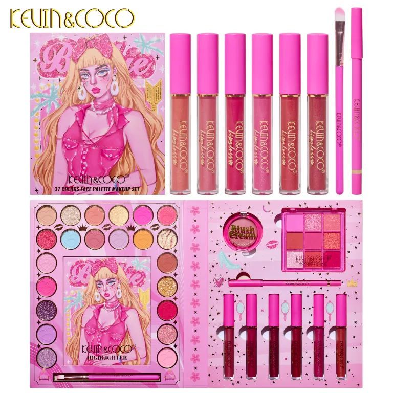 KEVIN&COCO 37 Colour Pink Barbie Eyeshadow Cosmetic Set Makeup Palette ...