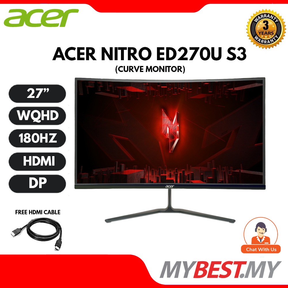 ACER NITRO ED270U S3 / ED270US3 27" CURVED GAMING MONITOR ( 27" VA WQHD ...