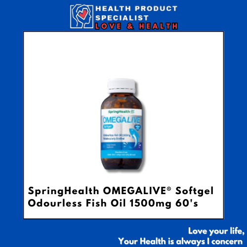 SpringHealth OMEGALIVE® Softgel Odourless Fish Oil 1500mg 60's | Shopee ...