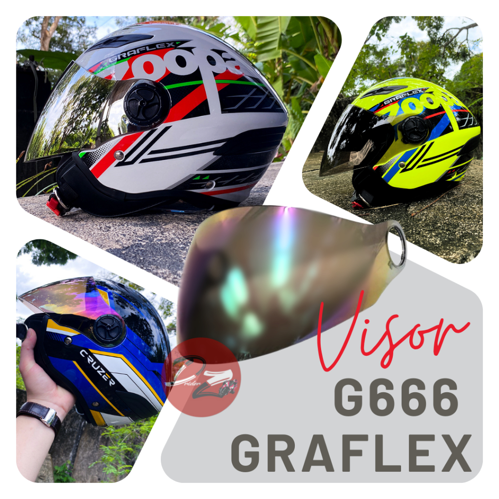 (VISOR) GRACSHAW G666 Graflex Edge Helmet Visor V666 Halg Cut Helmet ...