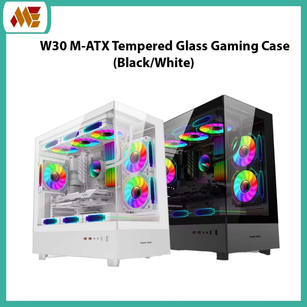 W30 Mid Tower M-ATX Double side tempered glass Gaming PC Casing ...
