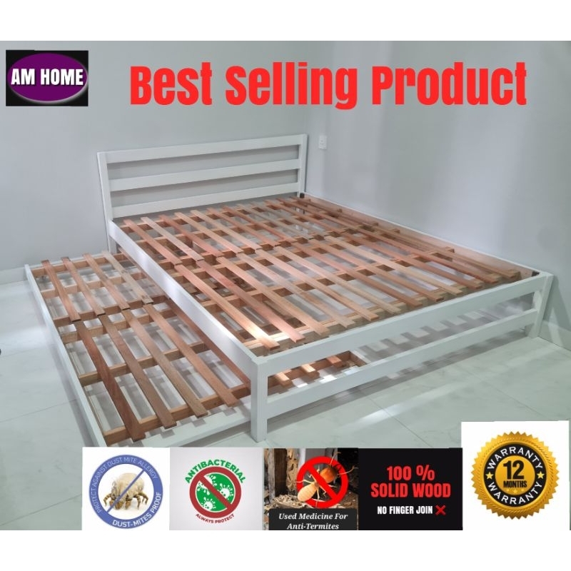 Solid Wood 3 layer Single Pull out bed,Katil Solid Kayu,Solid wood ...