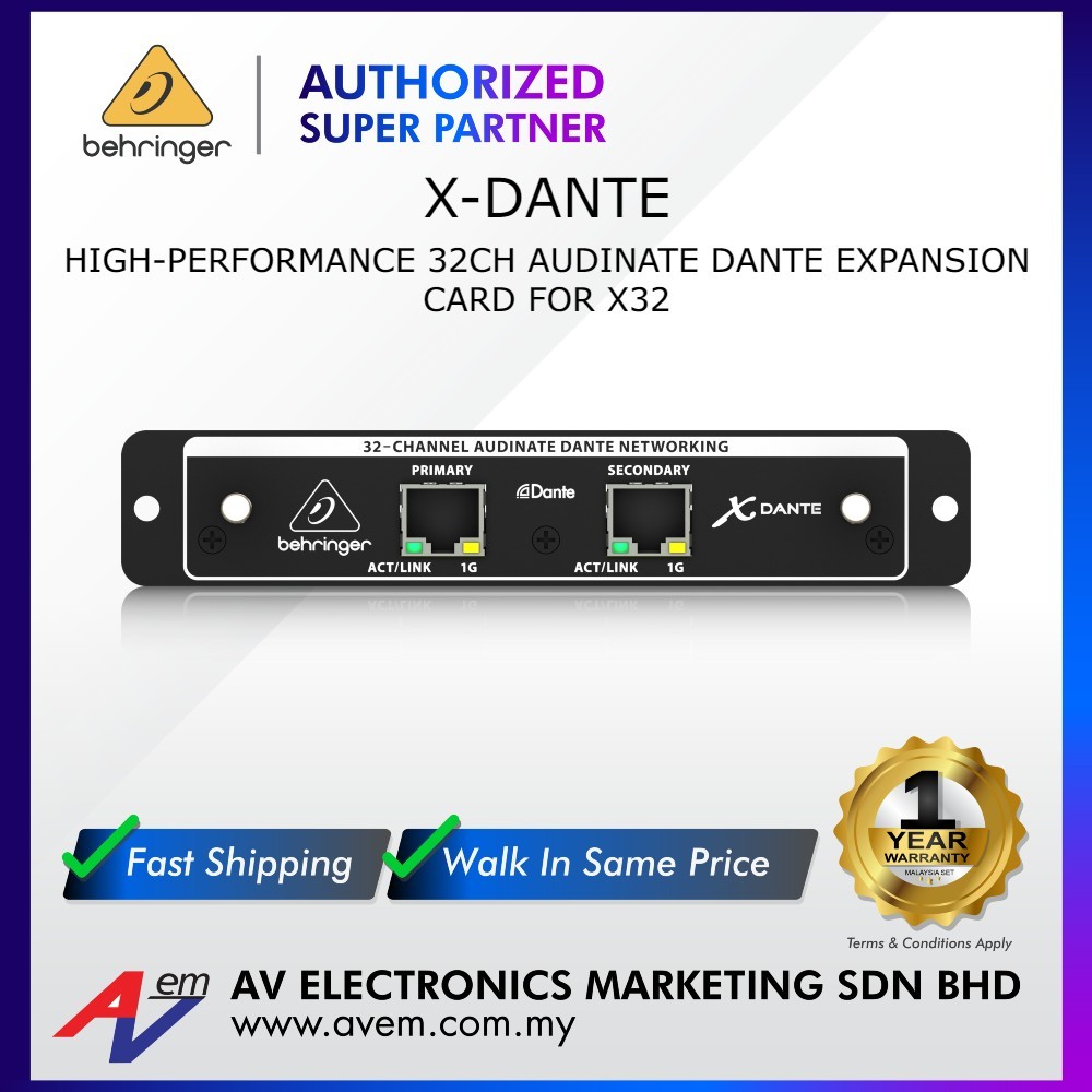 BEHRINGER X-DANTE High-Performance 32-Channel Audinate Dante Expansion Card for X32 | Shopee ...