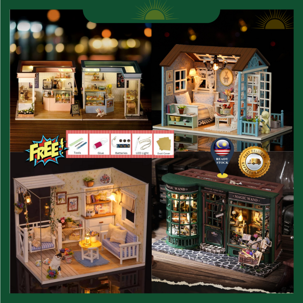 [Shop Series] Cute DIY Dollhouse Miniature House with Cover Mini Shop ...