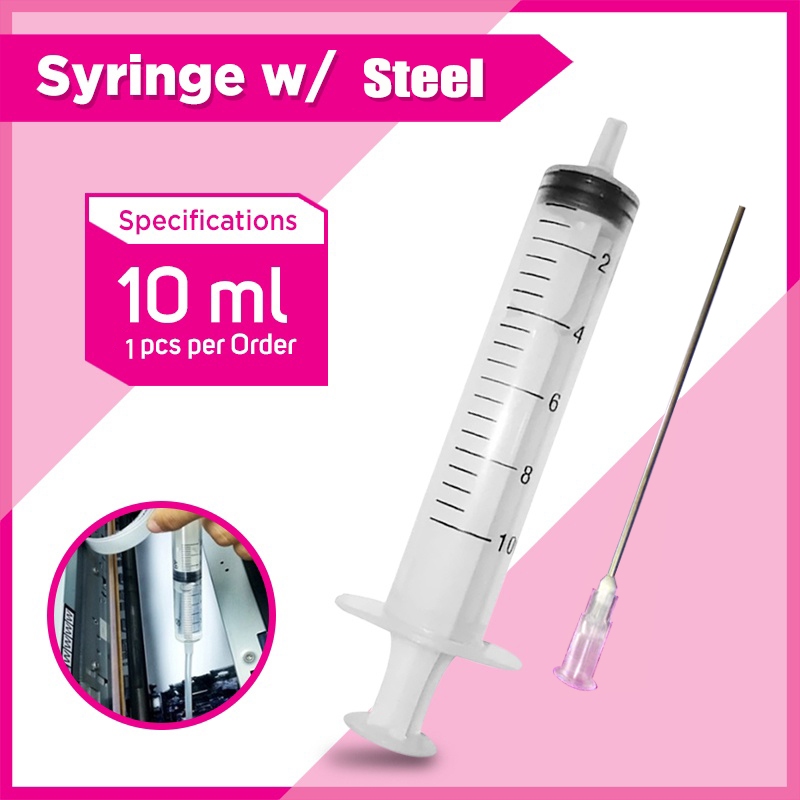 1 syringe with steel pipe for inkjet printer solution and ink | Shopee ...