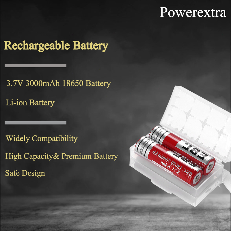 EBL 2pcs 18650 Battery 3000mah 3.7V Li-ion Rechargeable Batteries For ...