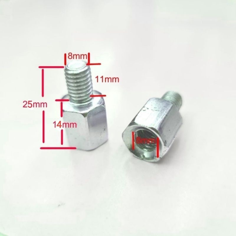 SIDE MIRROR Motorcycle Adapter Bolt Screw HONDA YAMAHA 1PC 8MM MIRROR ...