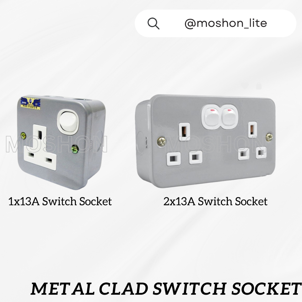 13A / 2X13A Metal Clad Switch Socket / Suis Socket Besi (Single ...