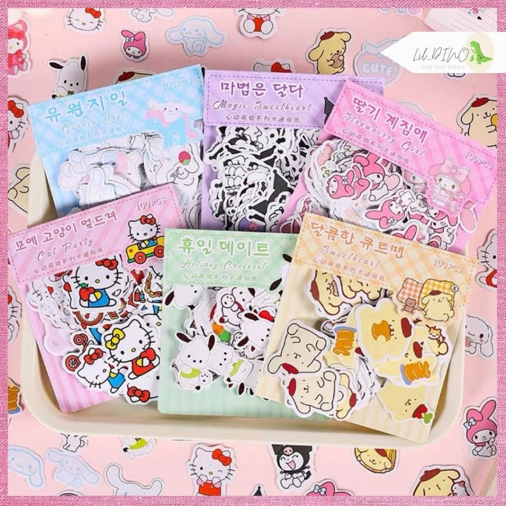 Ready Stock Sanrio 100 Pieces/Pack Melody/Cinnamoroll/Pompompurin/Kuromi/Pochacco/HelloKitty DIY ...
