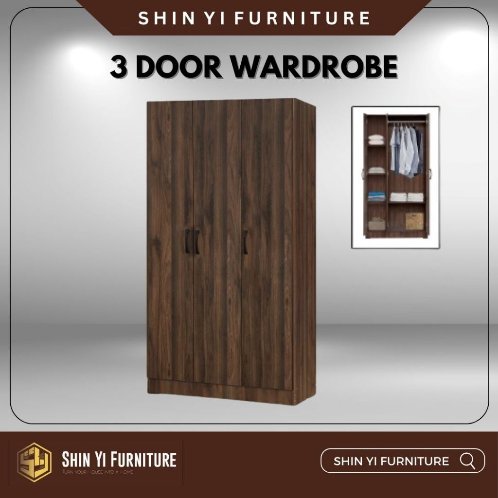 [SARAWAK] 3 Door Wardrobe/Almari/Almari Baju/Almari Pakaian /Wardrobe ...