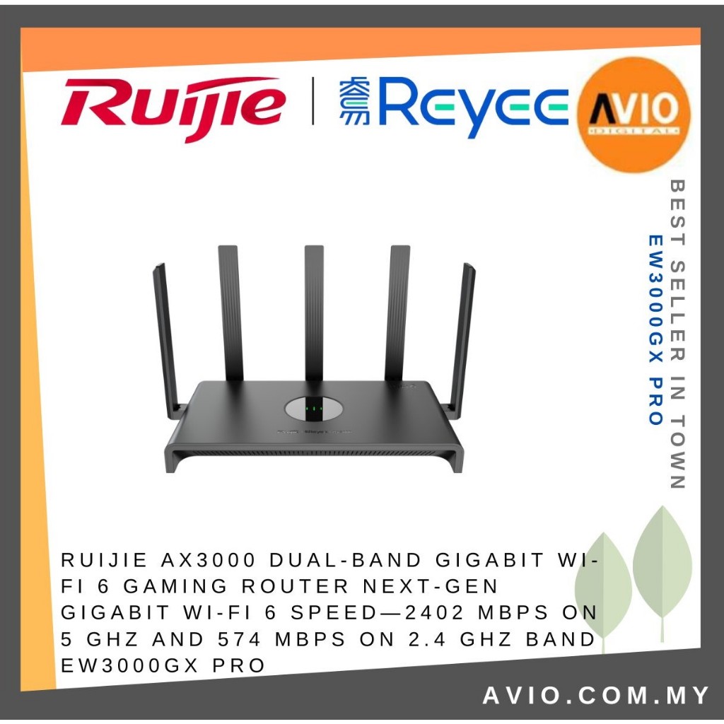 Ruijie AX3000 Dual Band Gigabit Wifi 6 Gaming Router 5 Anttenna 4 RJ45 ...